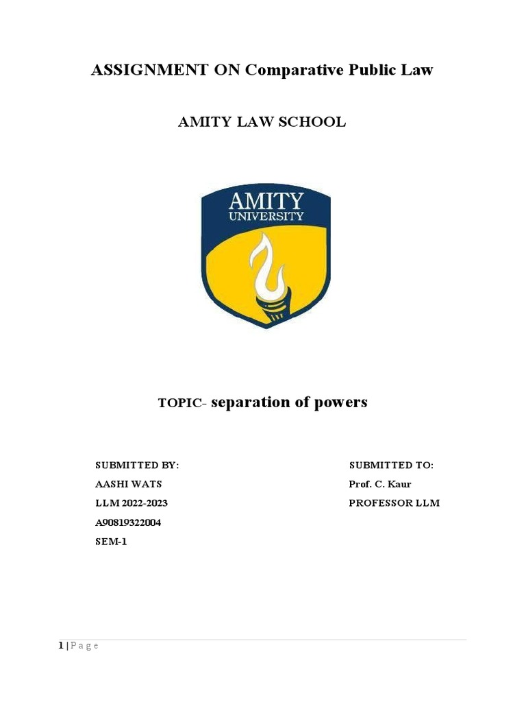 ASSIGNMENT ON Comparative Public Law | PDF | Separation Of Powers ...
