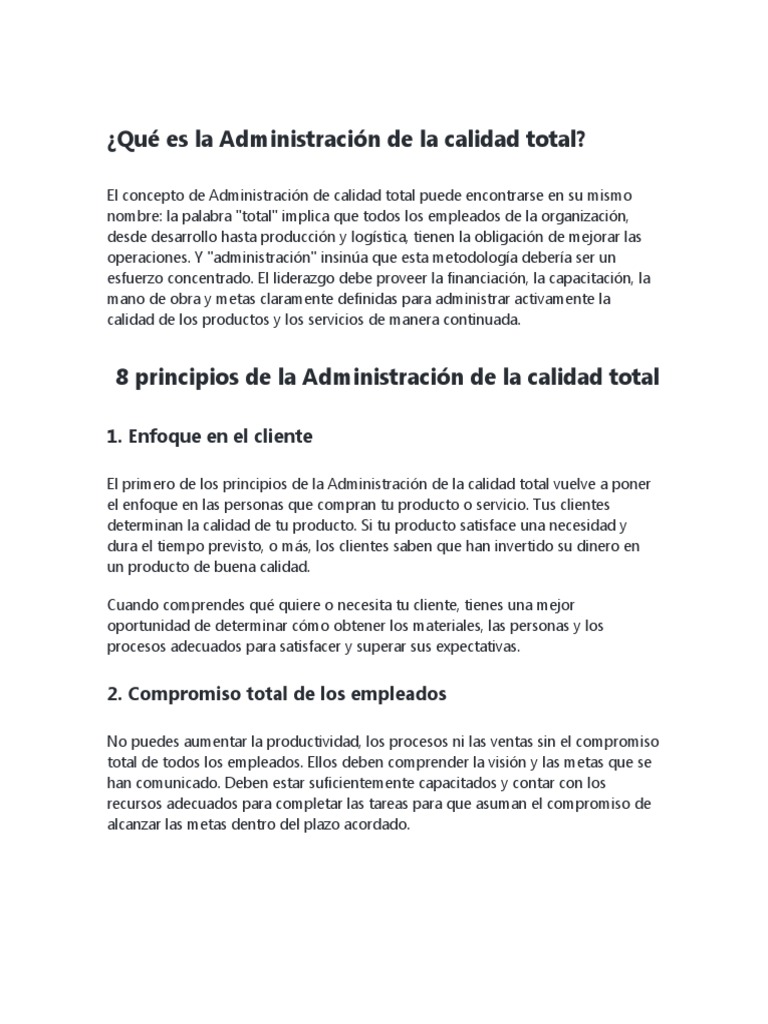 Administración de La Calidad Total | PDF | Calidad (comercial) | Economias