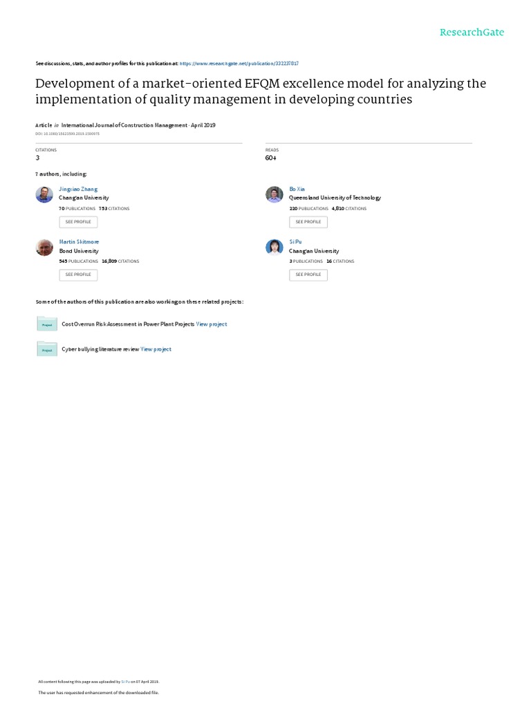 Development of A Market-Oriented EFQM Excellence Model For Analyzing The Implementation of ...