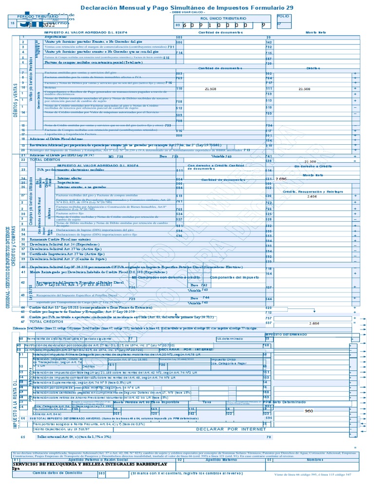 Formulario 29 | PDF | Impuesto al valor agregado | Impuestos