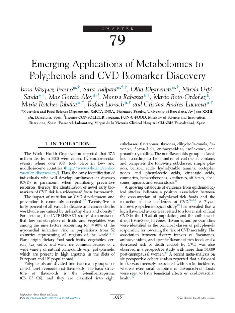 Emerging Applications of Metabolomics To | PDF | Metabolomics | Flavonoid