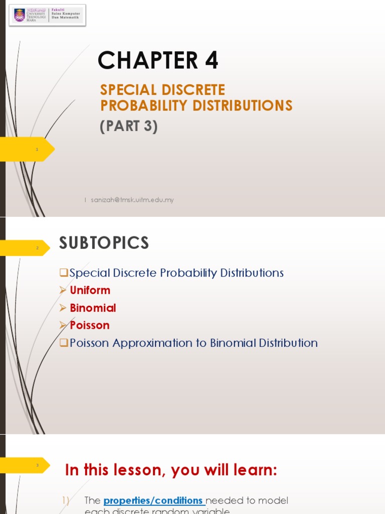 STA416 - Topic 4 - 3 | PDF | Probability Distribution | Poisson Distribution