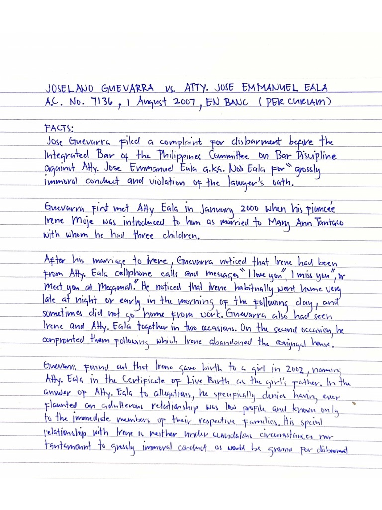JOSELANO GUEVARRA vs. ATTY. JOSE EMMANUEL EALA | PDF
