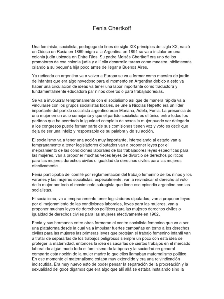 Fenia Chertkoff-1 | PDF | Mujer | Feminismo