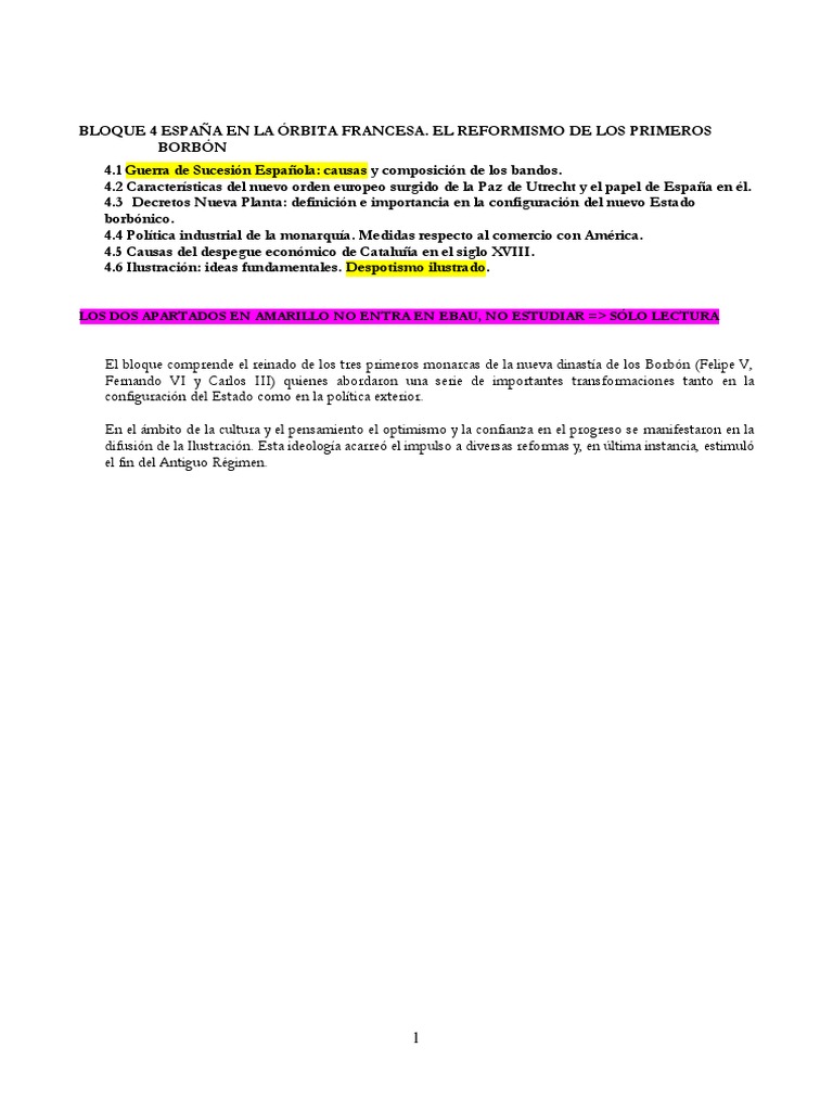 Bloque 4. Historia de España S. Xviii | PDF | Imperio español | España Bloque 4. Historia de España S. Xviii | PDF | Imperio español | España