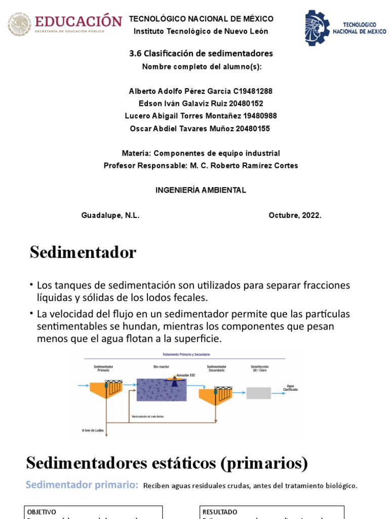 3.6 Clasificacion de Sedimentadores | PDF | Agua | Sedimentación