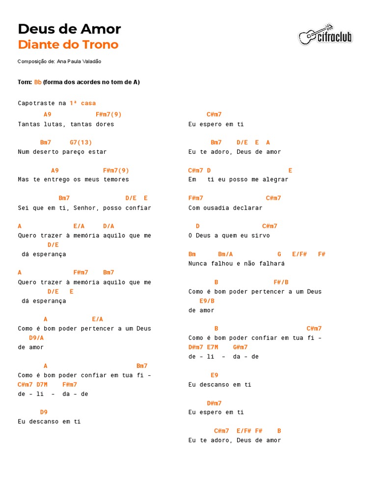Cifra Club - Diante Do Trono - Deus de Amor | PDF | Amor