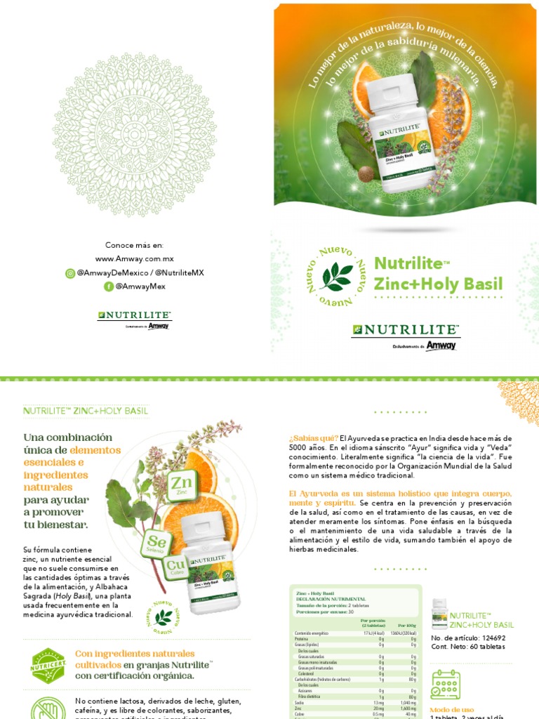 NutriliteZinc Holy Basil Flyer | PDF | Ayurveda | Carbohidratos