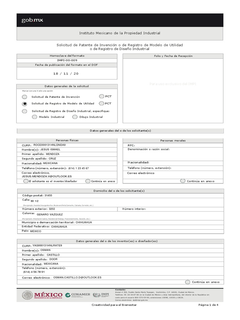 Impi 00 009 | PDF | Patentar | México