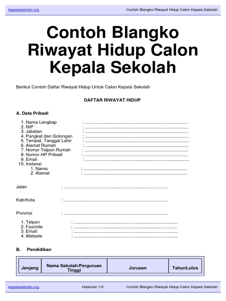 Blank CV Calon KS | PDF