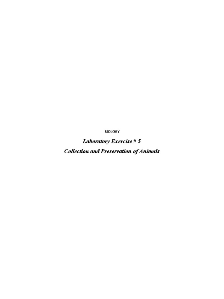 Biology - Lab 5 - Collection and Preservation of Animals | PDF