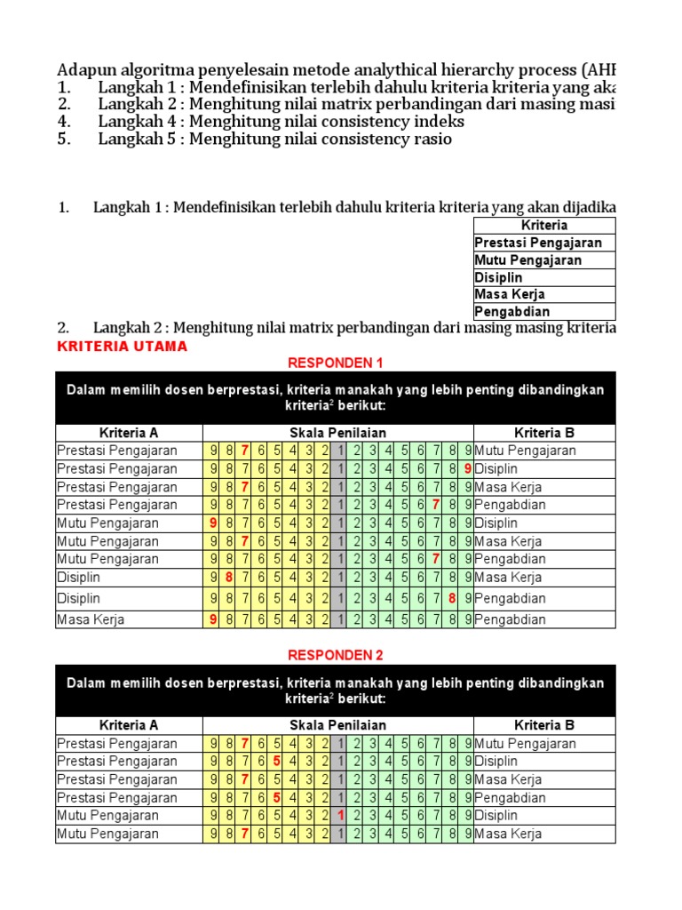 Study Kasus Metode AHP - Pemilihan Dosen Berprestasi | PDF