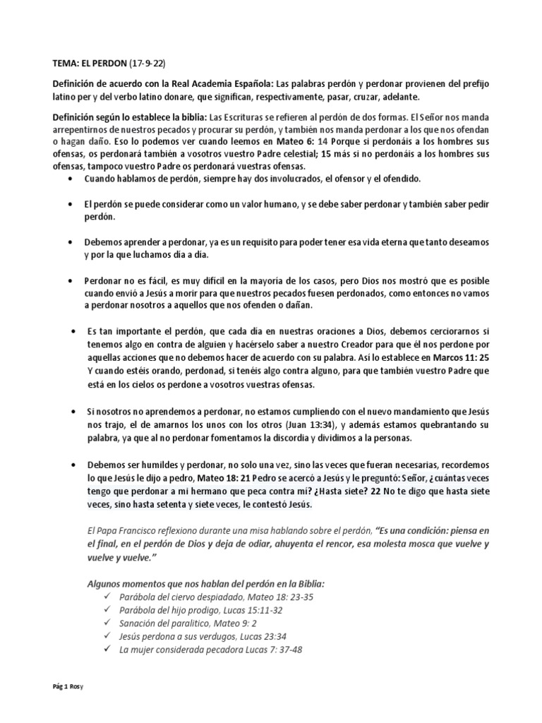 Tema El Perdon | PDF | Perdón | Creencia religiosa y doctrina