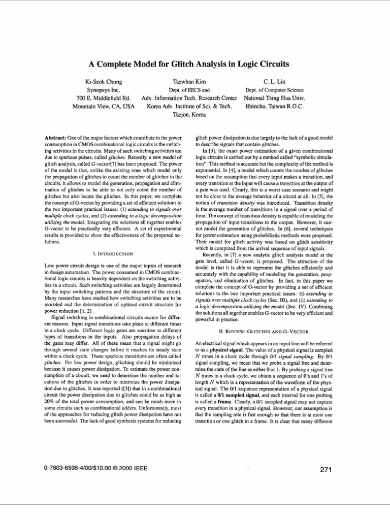 A Complete Model For Glitch Analysis in Logic Circuits | PDF | Signal (Electrical Engineering ...