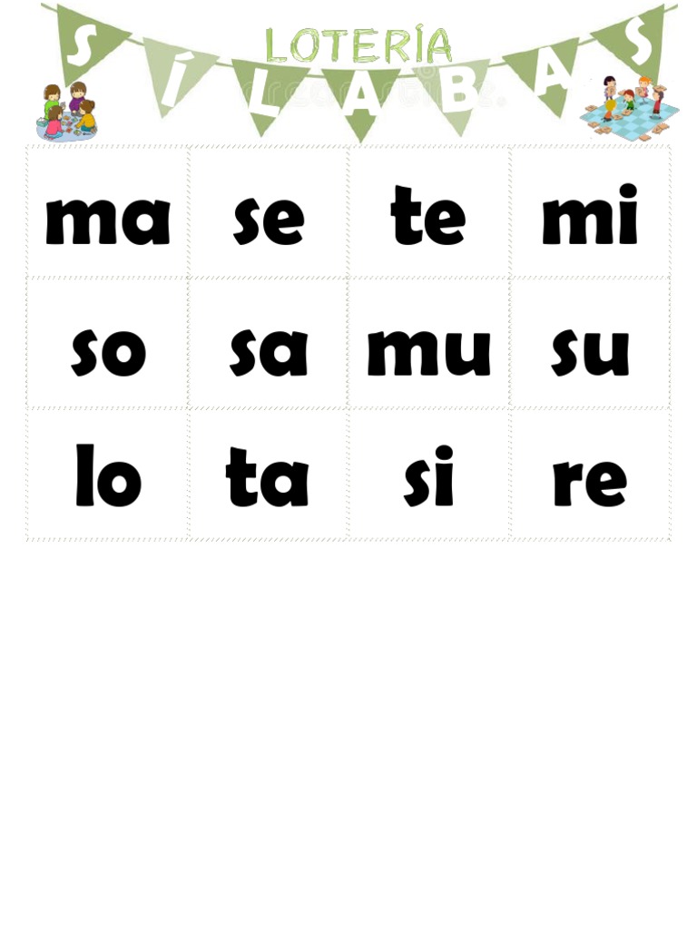 Lotería - Sílabas MSTLR (Cartones y Cartas) | PDF