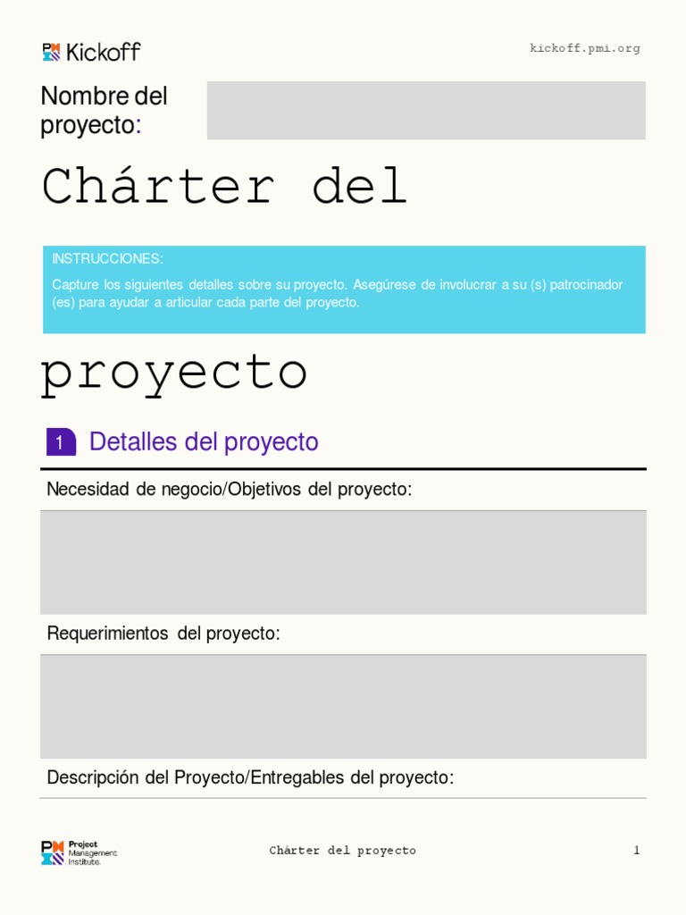 Documento Del Proyecto - Project Charter PMI | PDF
