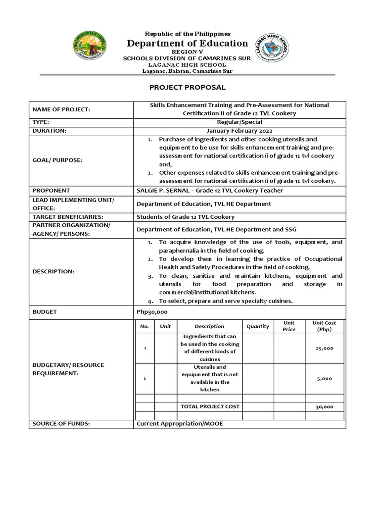 Project-Proposal - Cookery 2022 | PDF