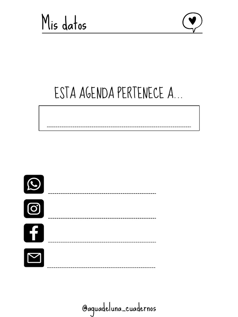 Agenda Personal en Blanco y Negro | PDF