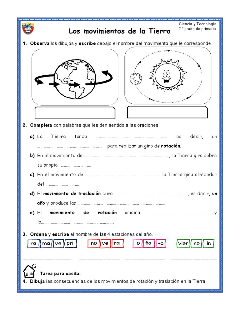 Ficha. Los Movimientos de La Tierra. 2-11 | PDF