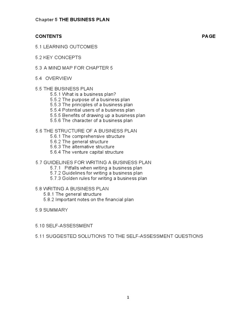 Chapter 5 The Business Plan | PDF | Entrepreneurship | Cost Of Goods Sold