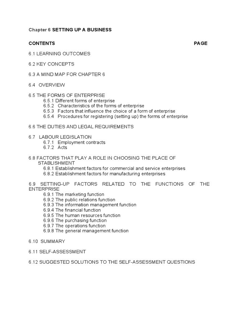 Chapter 6 Setting Up A Business | PDF | Employment | Marketing