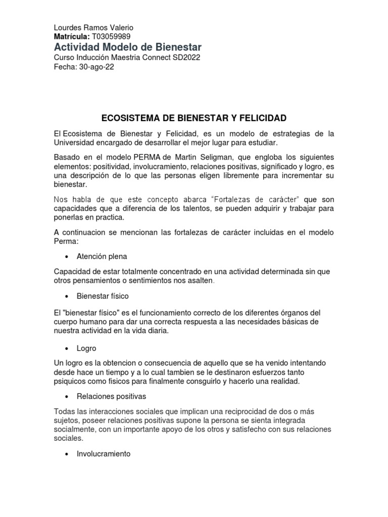Ecosistema De Bienestar Y Felicidad Pdf Felicidad Conceptos