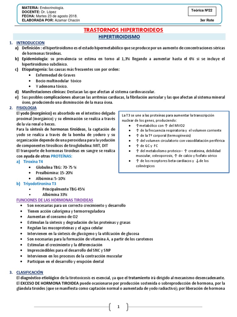 22° ENDOCRINO - HIPERTIROIDISMO - DR Lopez 23-08-18 | PDF | Hipertiroidismo | Tiroides