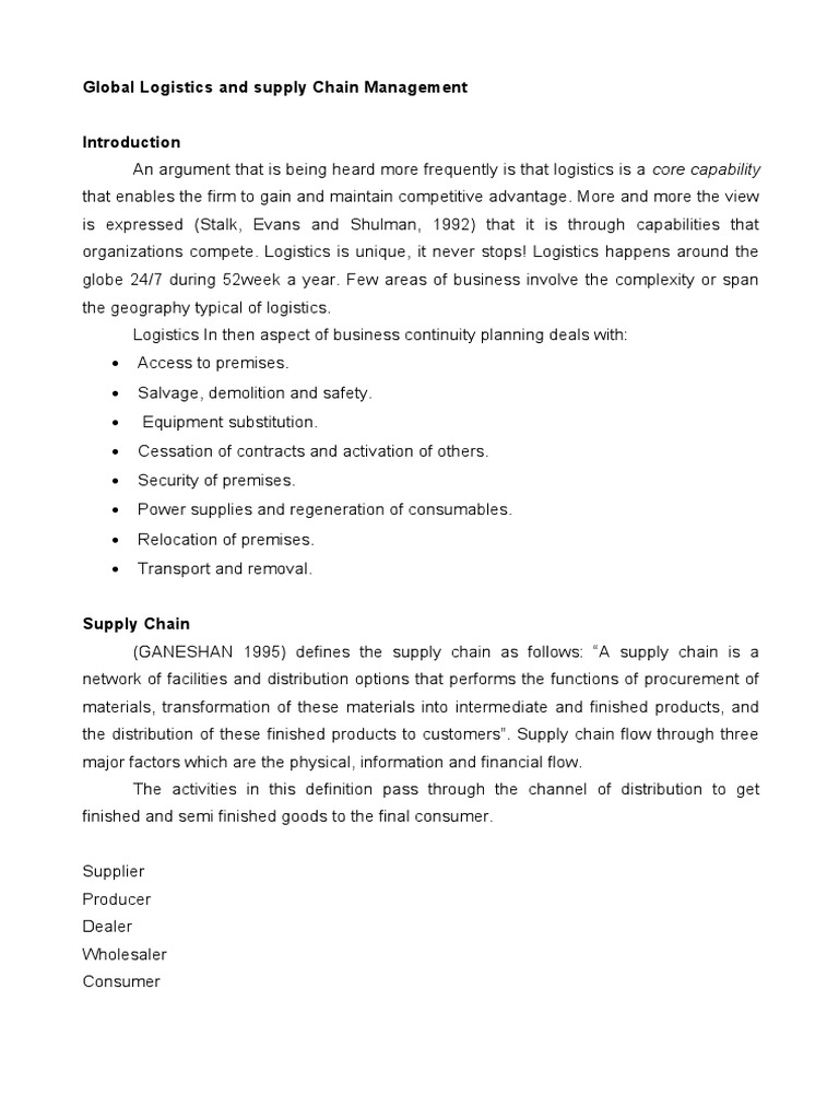 Global Logistics Two Research | PDF | Supply Chain Management | Logistics