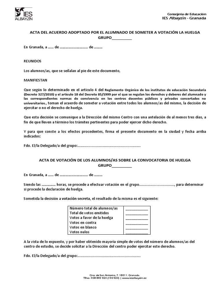 Modelos de Actas | PDF | Votación | Granada