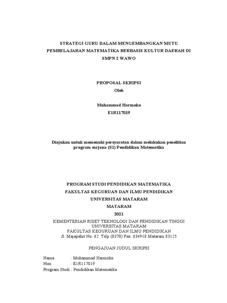 Proposal Muhammad Harmokom Senin | PDF