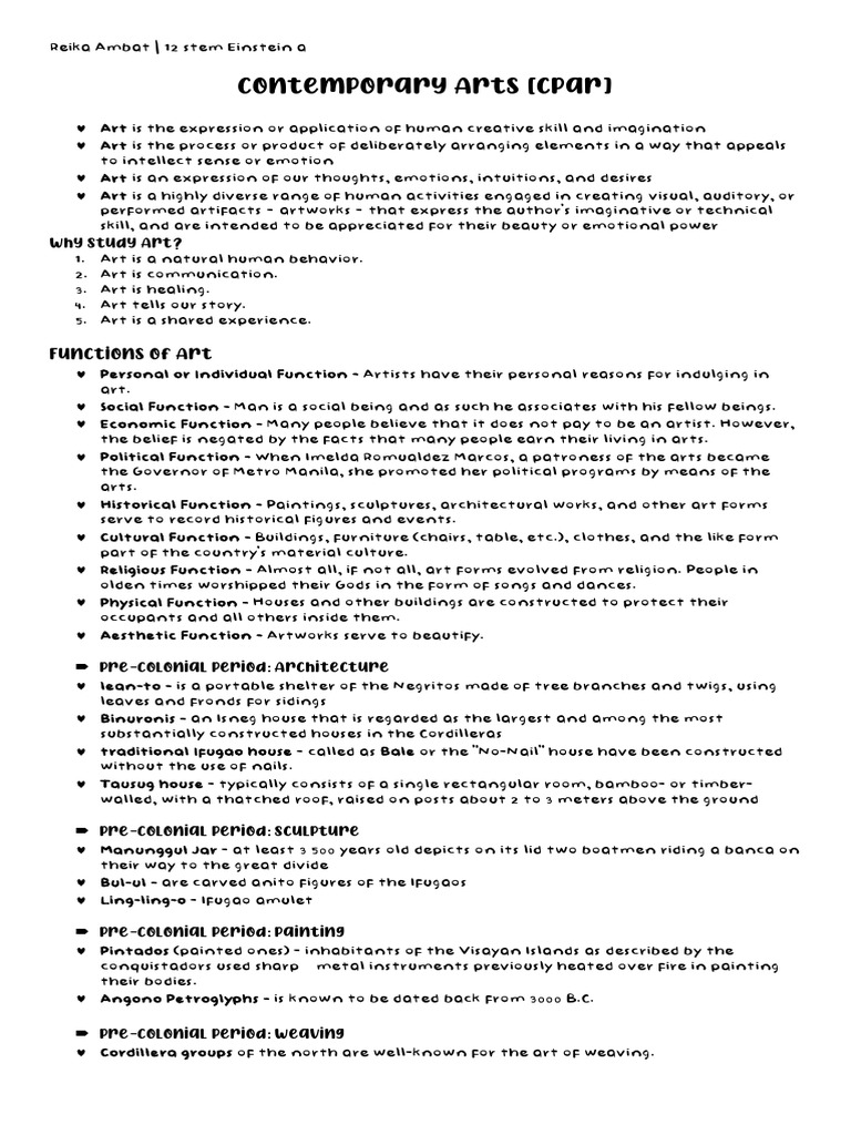 CPAR Exam Notes | PDF | Basket Weaving | The Arts