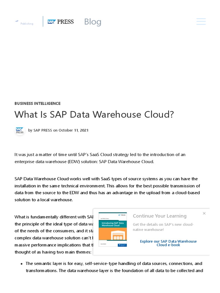 What Is SAP Data Warehouse Cloud? | PDF | Cloud Computing | Data Warehouse