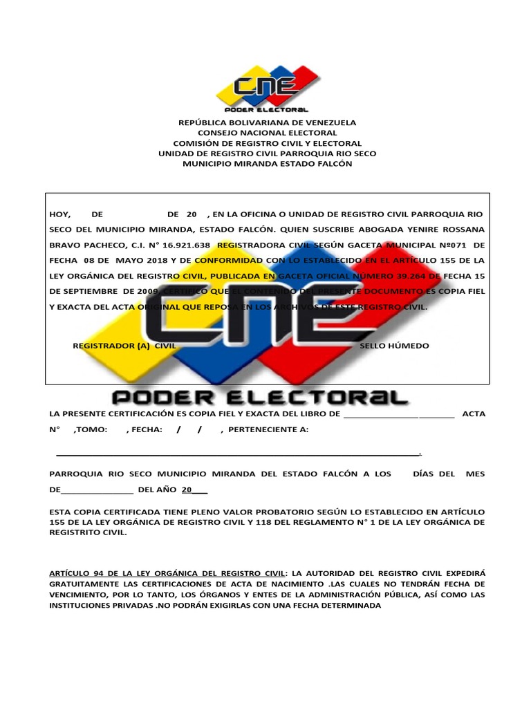 Actas 2021 | PDF | Certificado de nacimiento | Venezuela