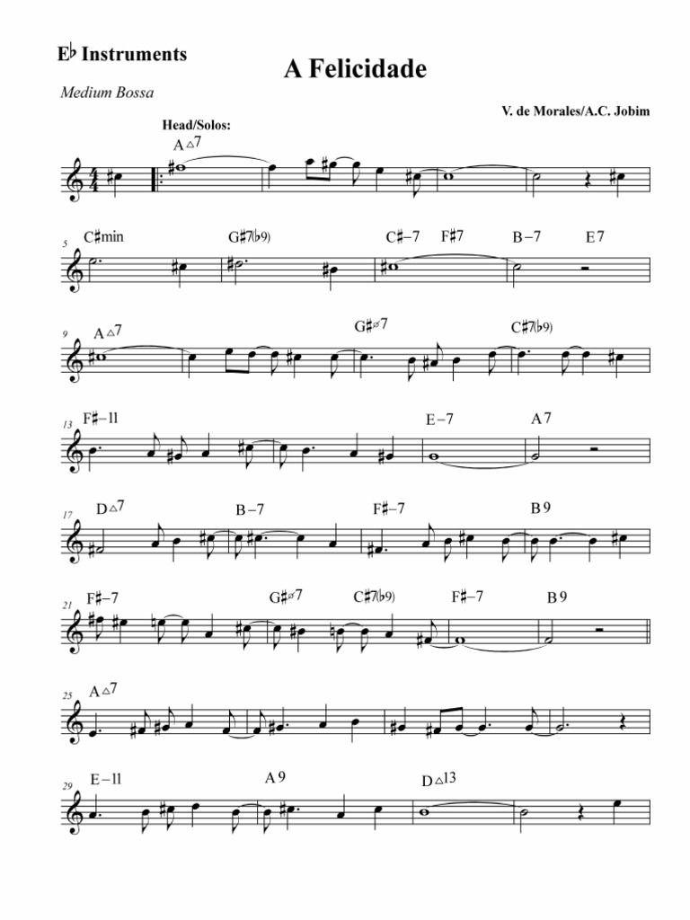 A.C.jobim - A Felicidade (Eb) | PDF
