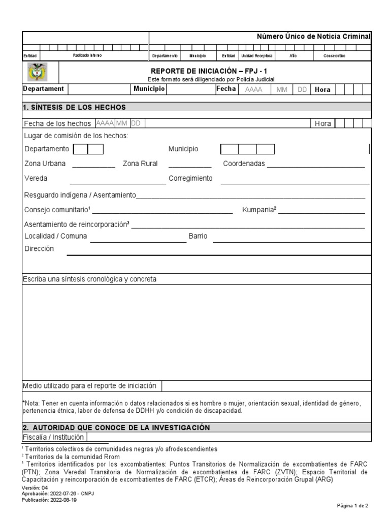 Reporte de Iniciación FPJ-1 | PDF | Policía | Justicia