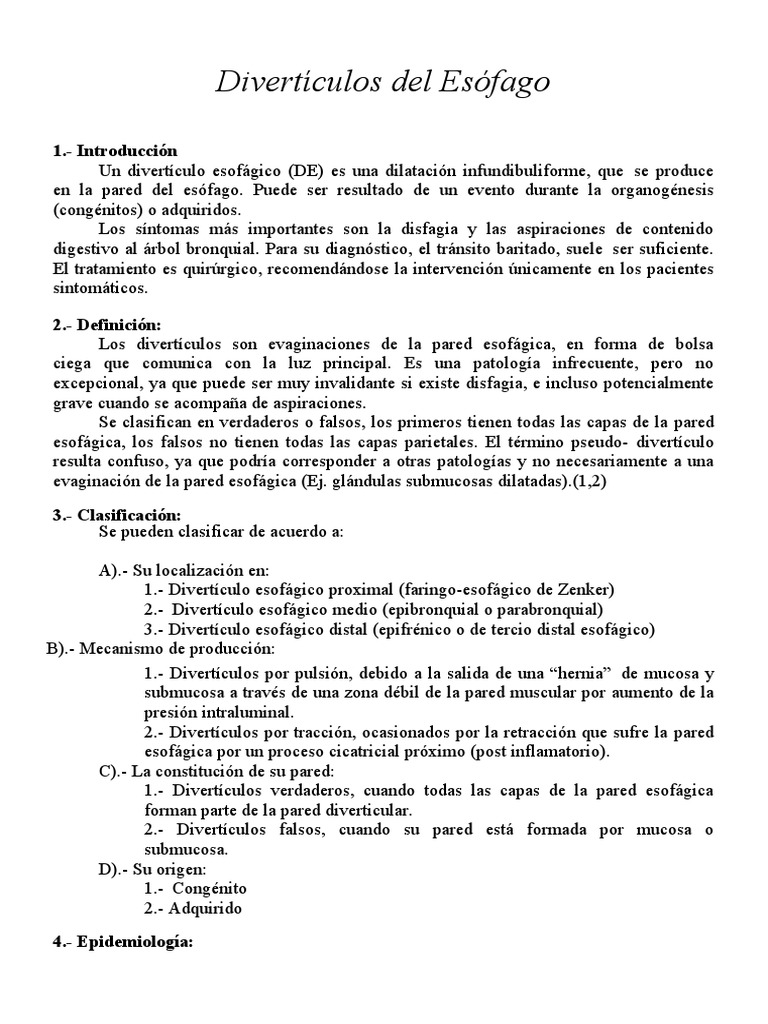 04 Diverticulos de Esofago | PDF | Cirugía | La enfermedad por reflujo ...