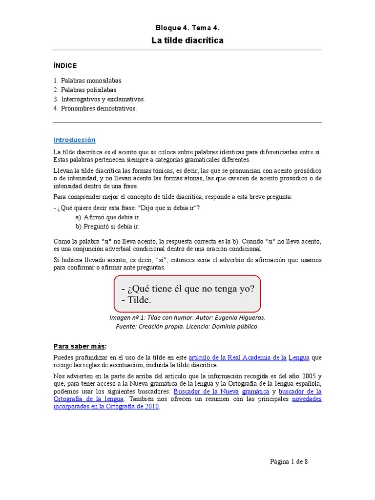 Tema_4._La_tilde_diacrítica. (1) | PDF | Sintaxis | Gramática