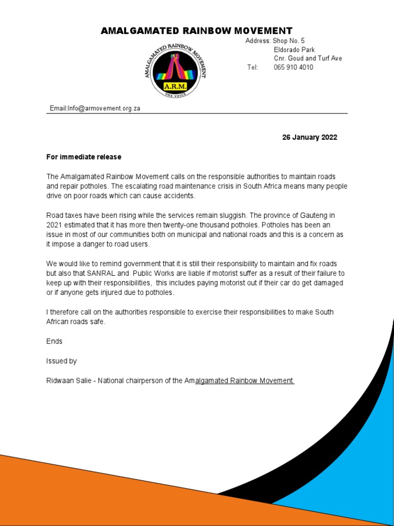 Amalgamated Rainbow Movement: For Immediate Release | PDF