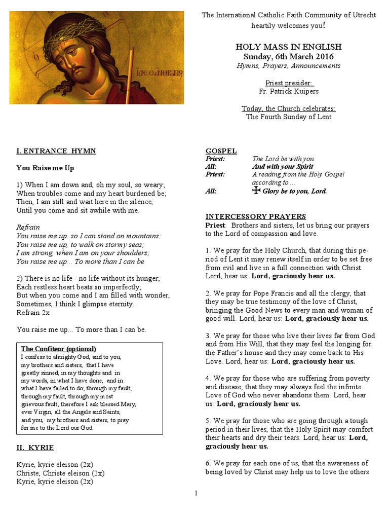 Mass Leaflet 06032016 | PDF | Lord's Prayer | Christian Worship And Liturgy