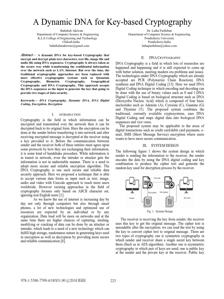 A Dynamic DNA For Key-Based Cryptography | PDF | Encryption | Key (Cryptography)