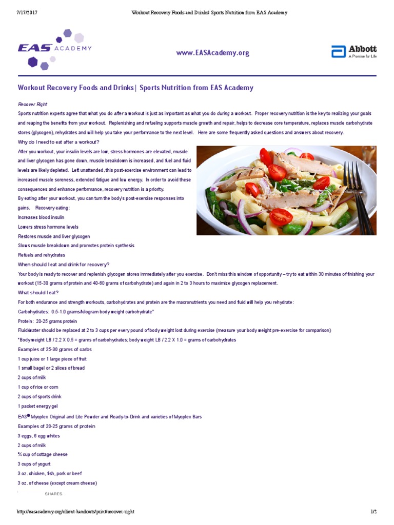 Workout Recovery Foods and Drinks - Sports Nutrition From EAS Academy ...
