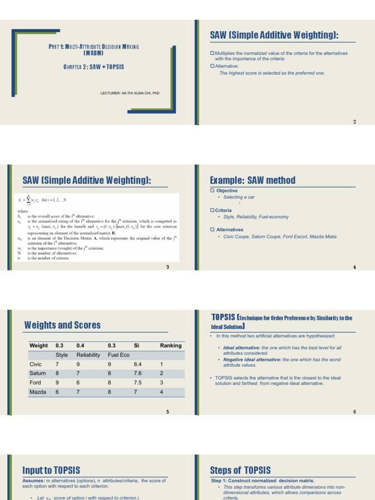 SAW (Simple Additive Weighting) :: P 1: M - A D M (MADM) C 2: Saw ...