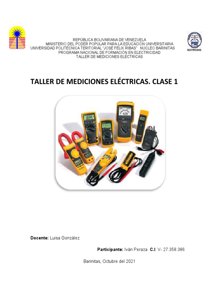 Actividad De La Clase 1 Ivan Peraza Taller De Mediciones Electricas