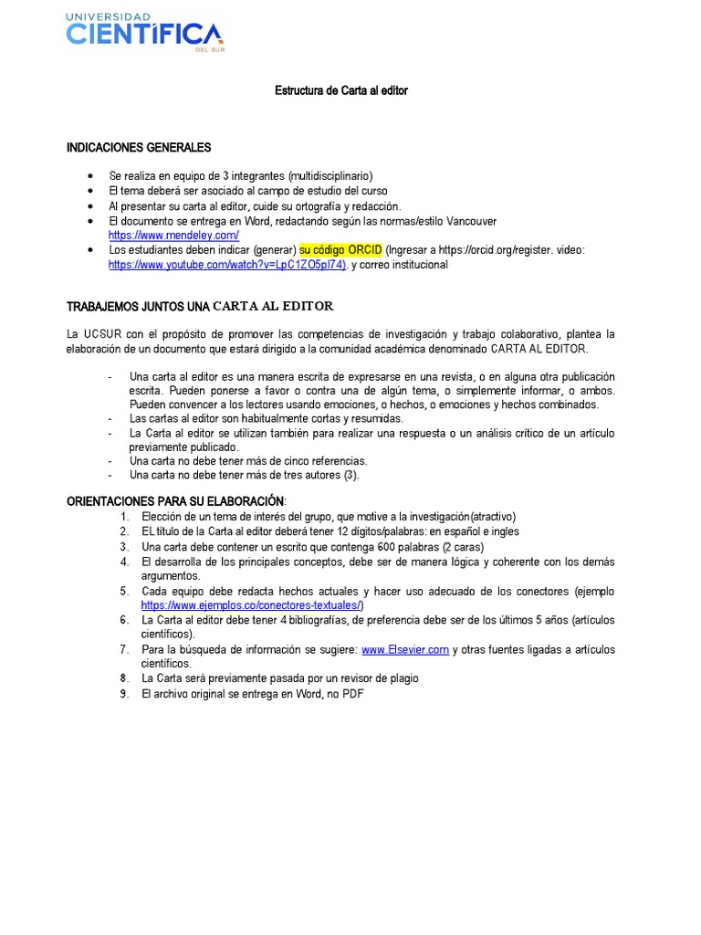 Estructura - Carta Al Editor | PDF | Comunicación