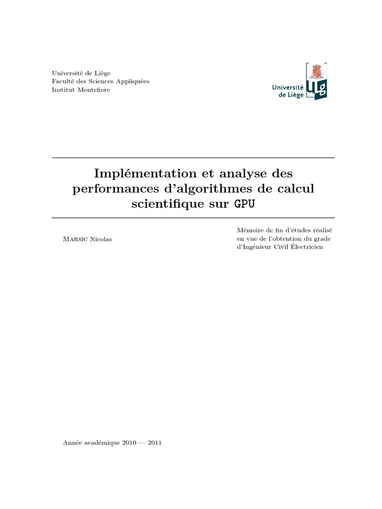Implémentation Et Analyse Des Performances D'algorithmes de Calcul ...