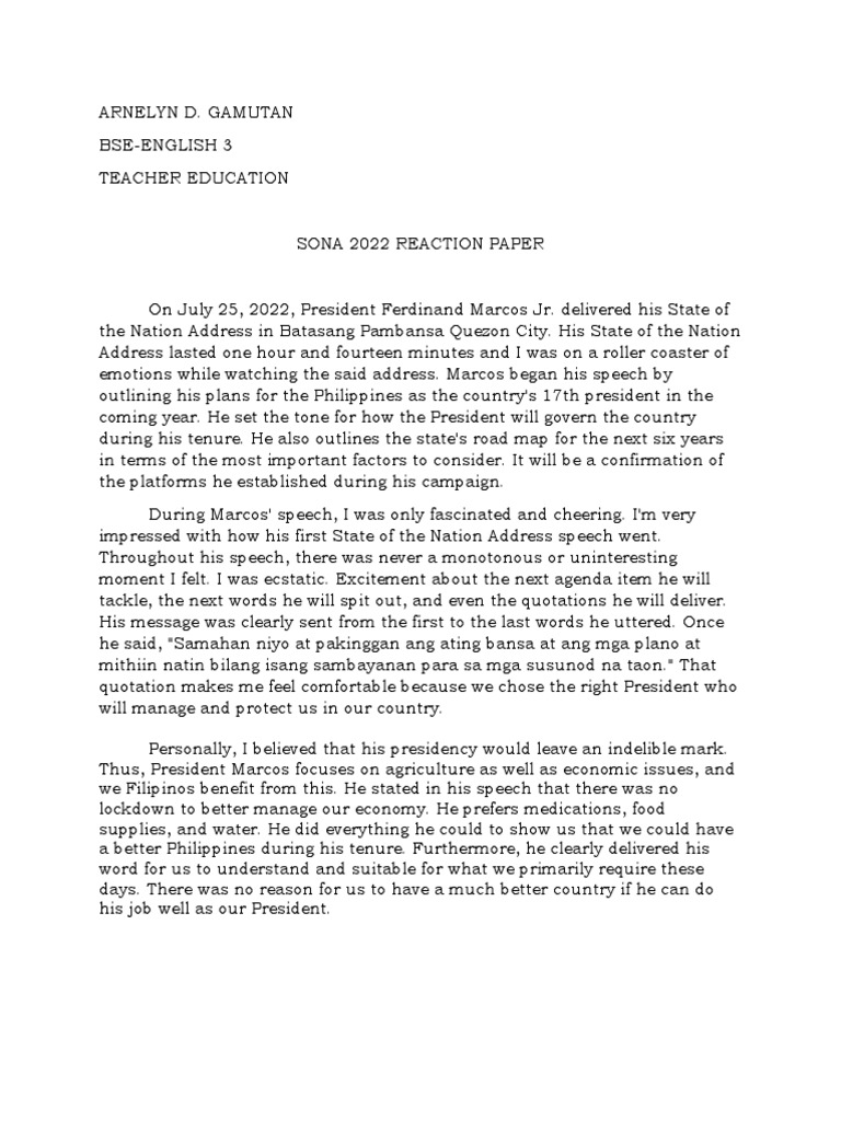 SONA ReactioN Paper | PDF