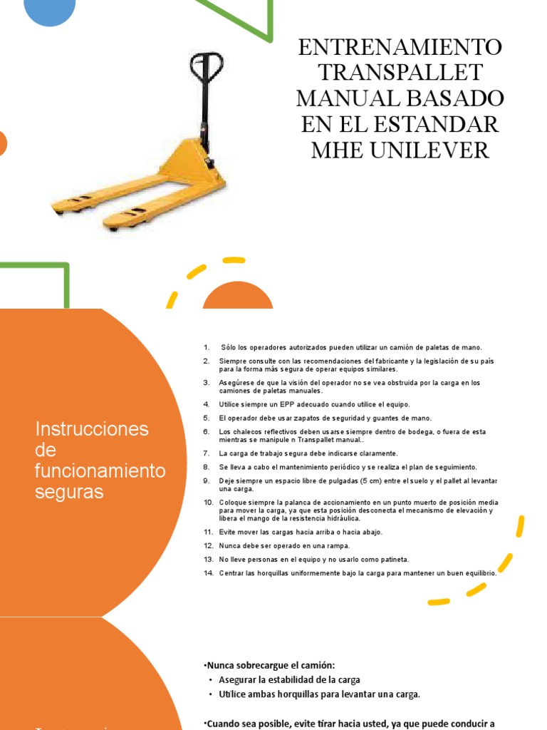 Entrenamiento Transpallet Manual Basado en El Estandar Mhe | PDF | Camión