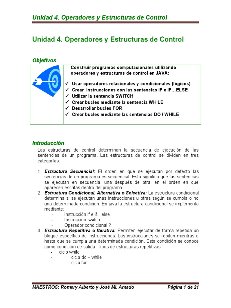 COBOL II JAVA BASICO Unidad 4 | PDF | Flujo de control | Java (lenguaje de programación)