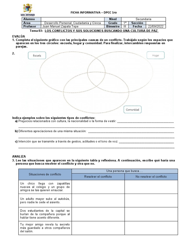 Conflictos y Soluciones en la Escuela | PDF
