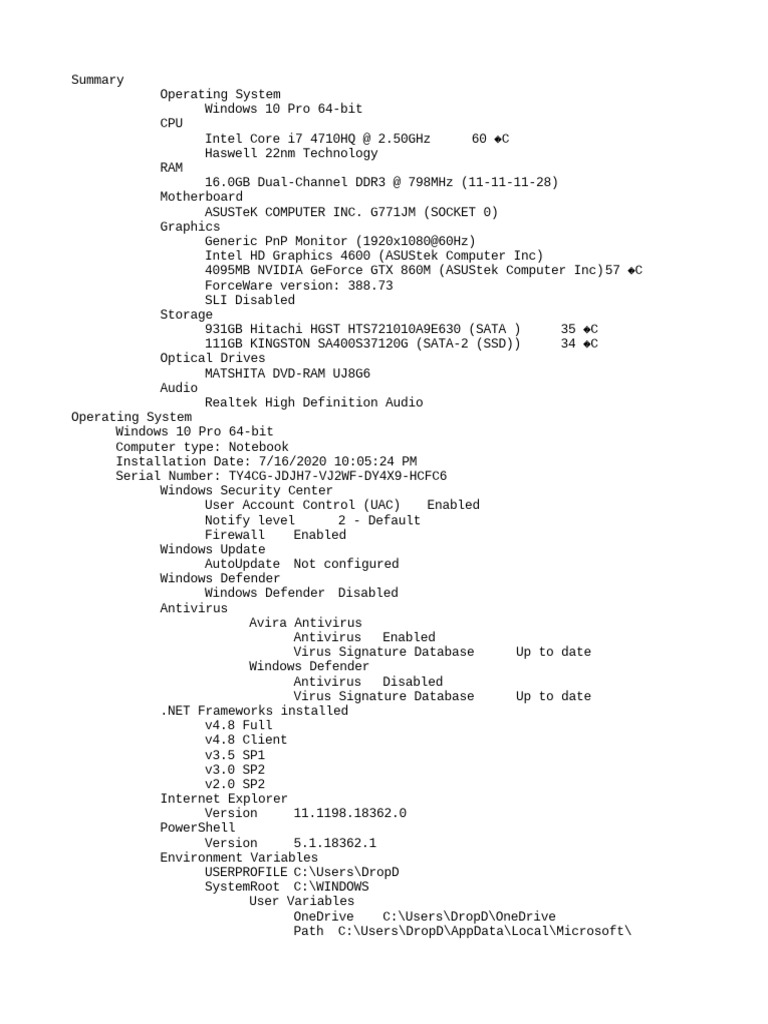 A Detailed Technical Summary Of Computer Hardware Software Settings